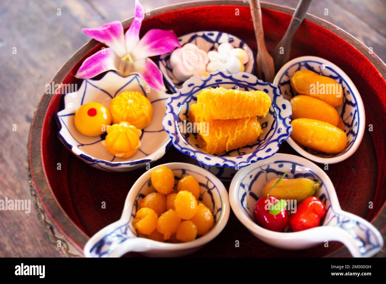 Antique nine auspicious thai desserts and many local sweets snacks thai ...