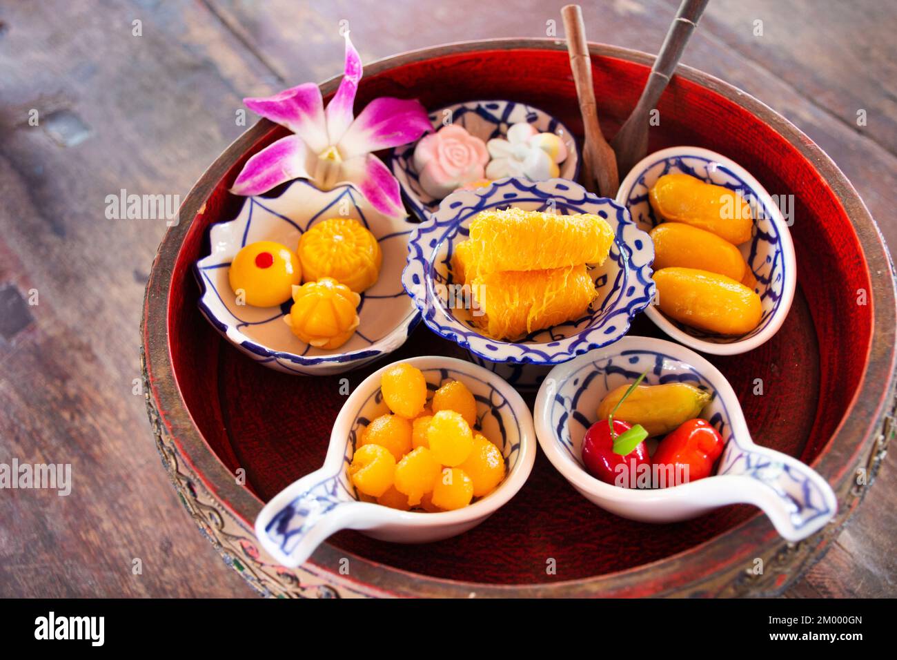 Antique nine auspicious thai desserts and many local sweets snacks thai ...
