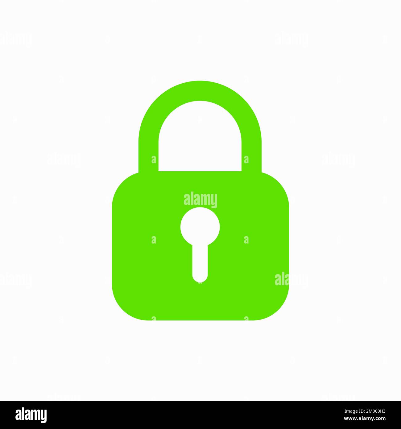 Green padlock icon isolated on white background. Symbol sign lock ...