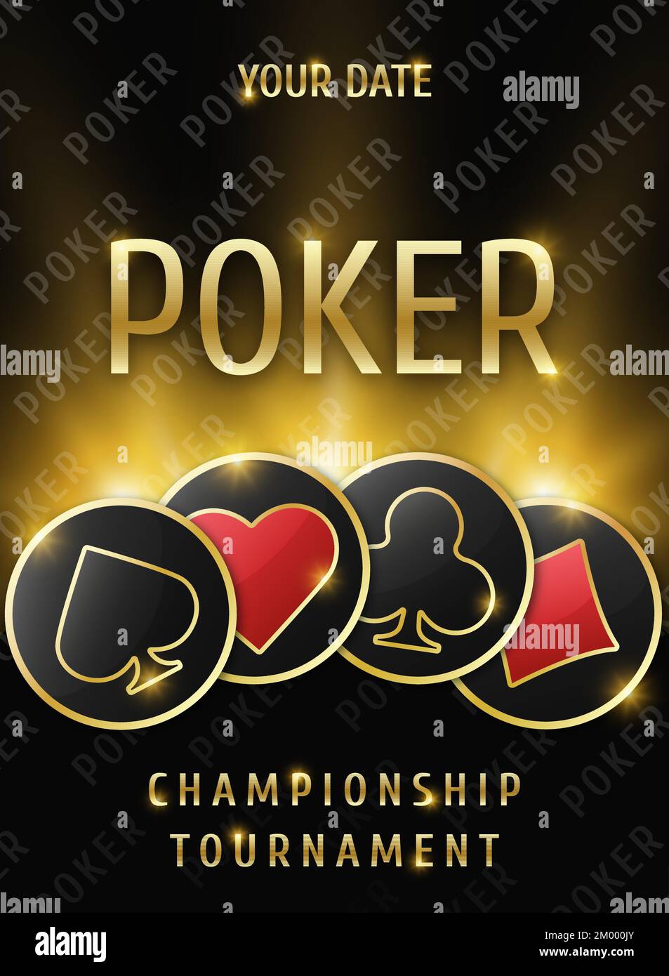 Poker tournament banner. Poker logo with playing card suit chips. Clubs ...