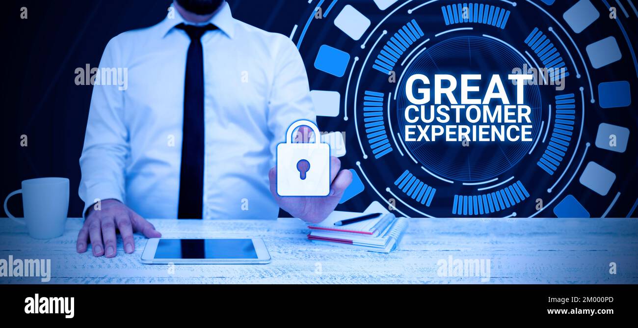 Sign displaying Great Customer Experience. Internet Concept responding ...