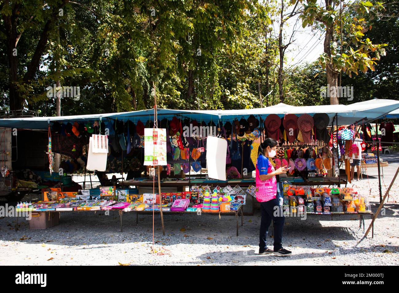 Local market stall hawker fot thai people travelers travel visit ...