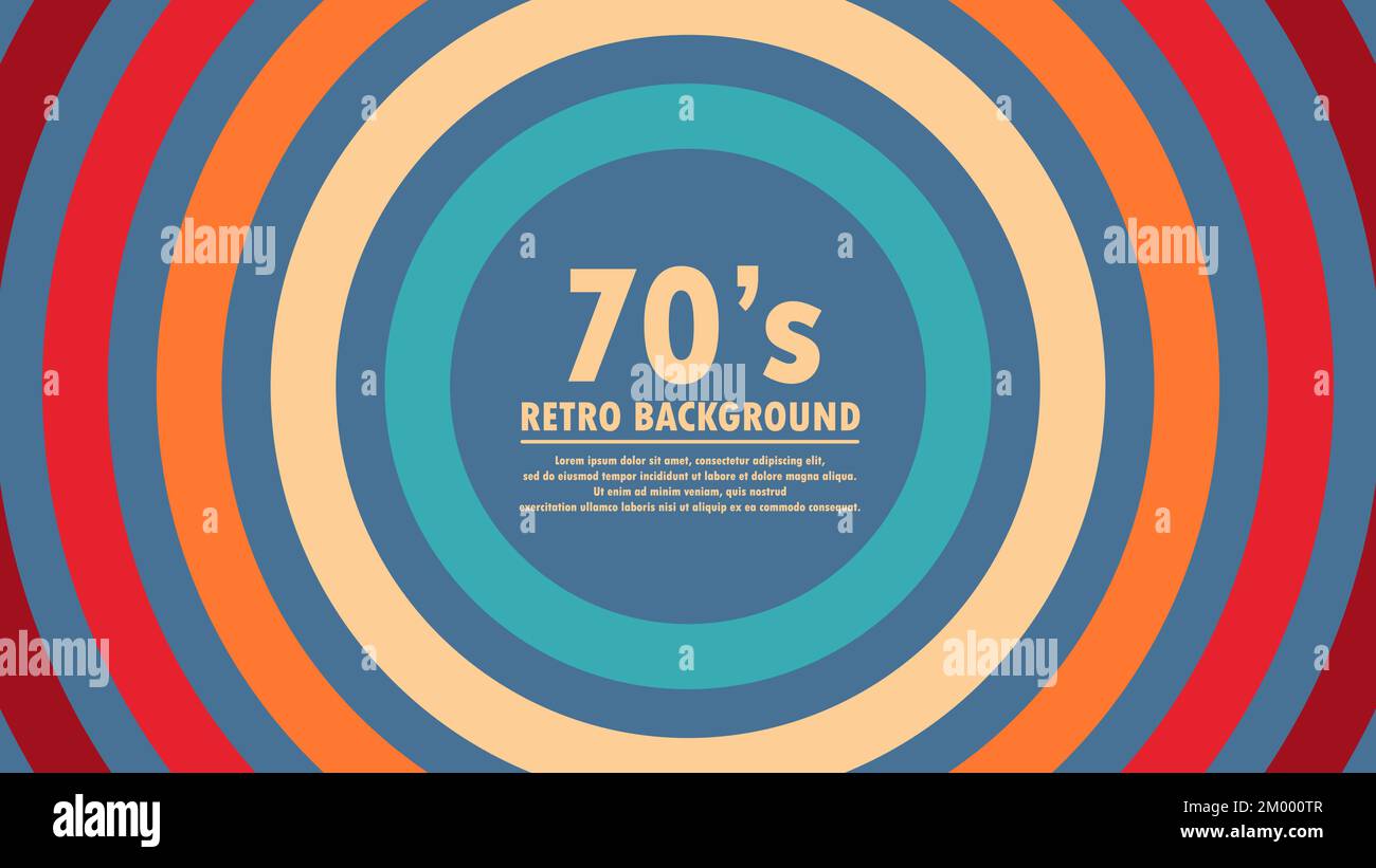 Abstract geometric 1970's background with retro colors and circles ...