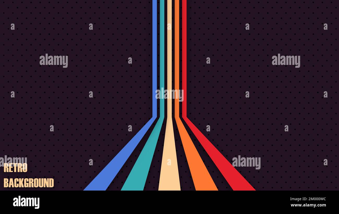 Simple abstract retro futuristic design in 70's style with colorful ...