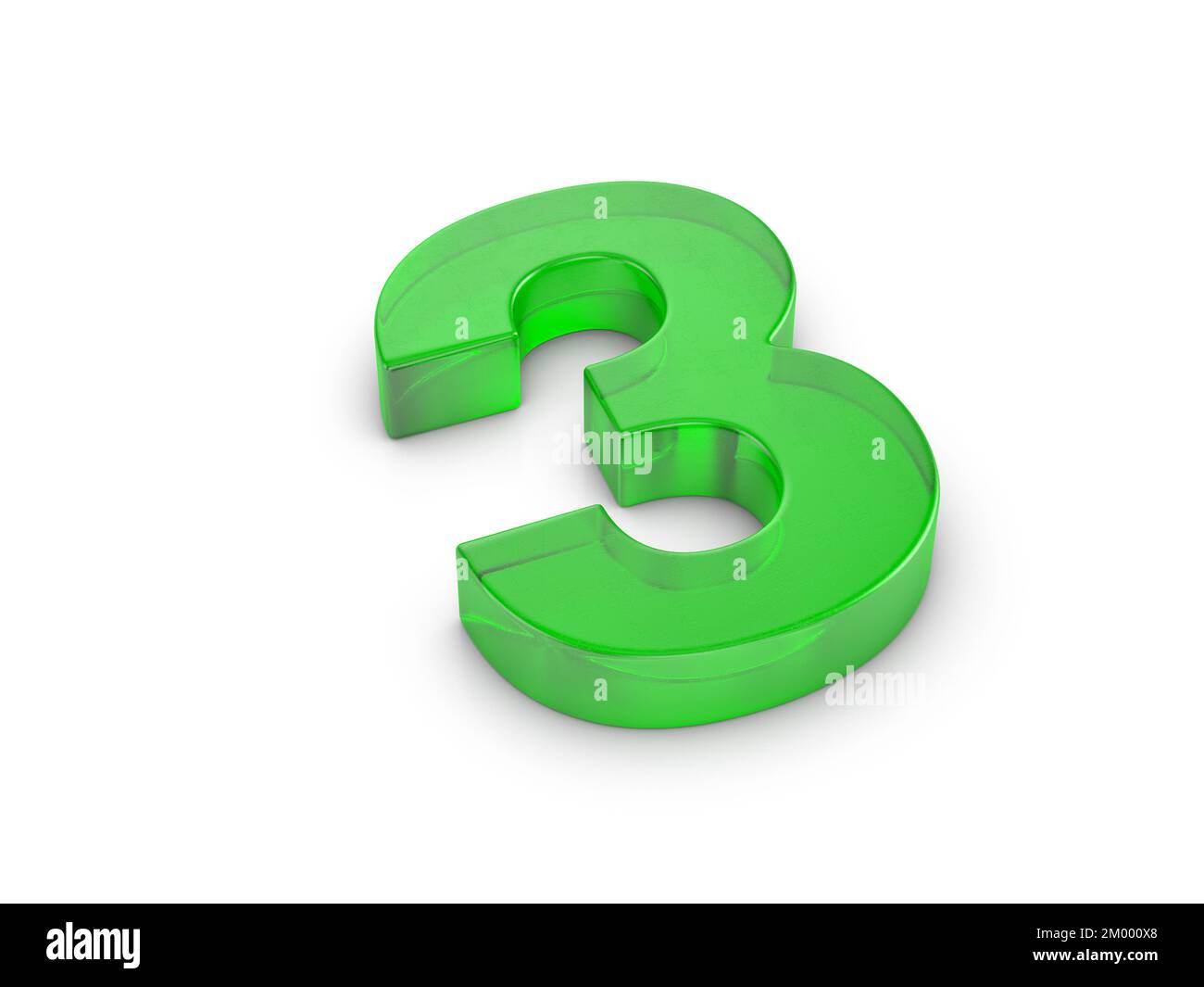 Glass number Three on a white background. 3d illustration Stock Photo ...