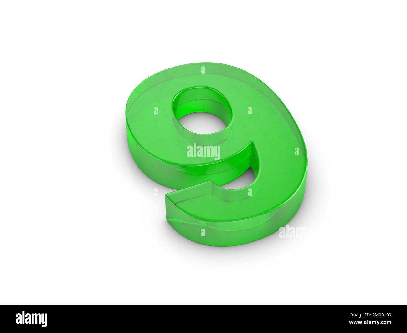 Glass number Nine on a white background. 3d illustration Stock Photo ...