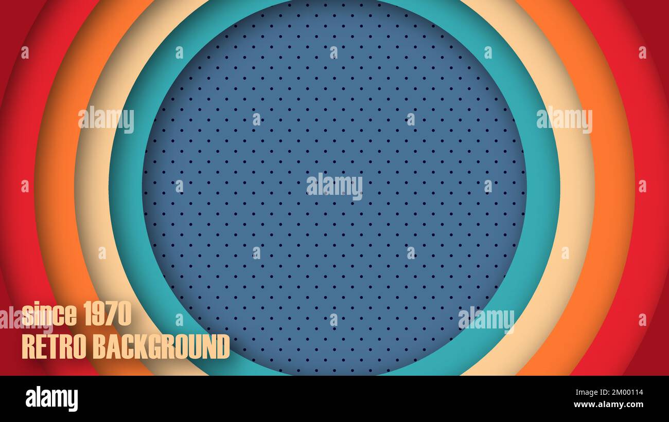 Abstract 1970's colorful perforation background with circles element ...