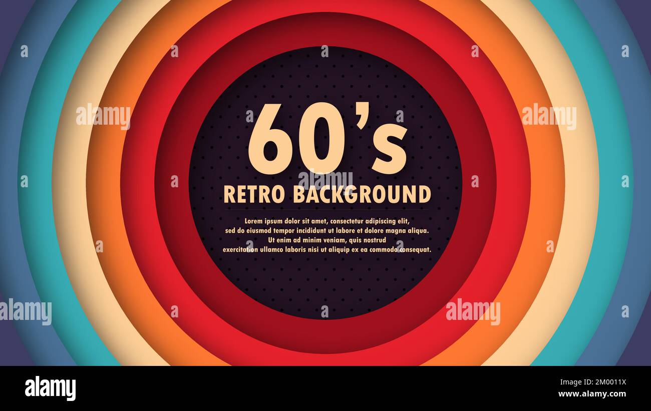 Abstract 1960's perforation background with retro colors and circles element. Funky design in ...