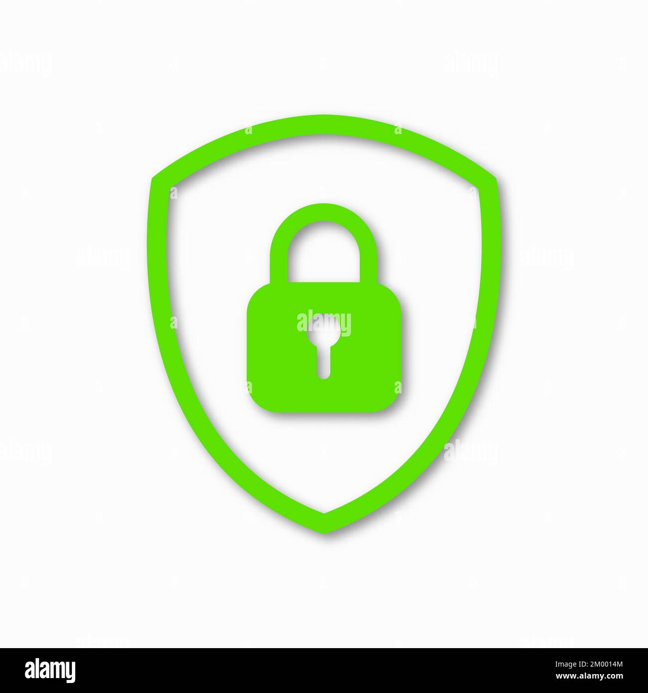 Icon or symbol of a shield with a closed padlock. Sign lock on a white ...