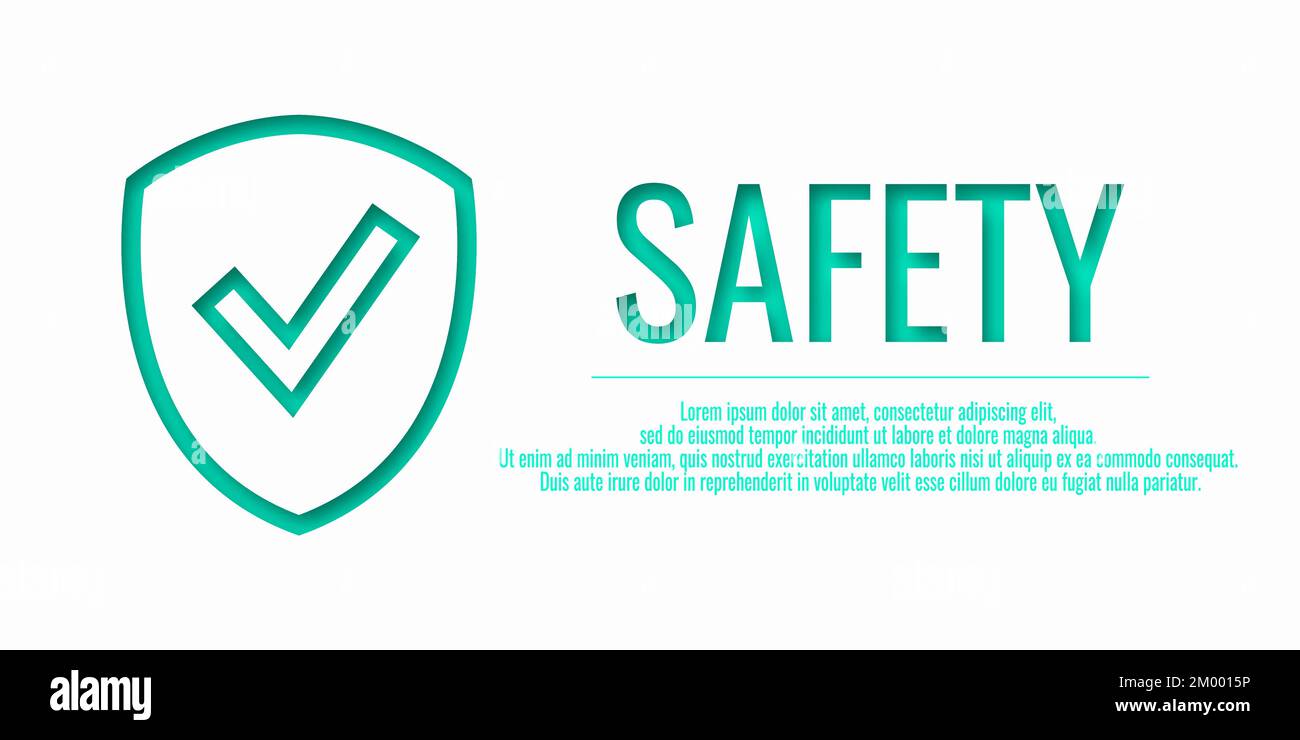 Banner safety first. Vector illustration with word SAFETY on a white ...
