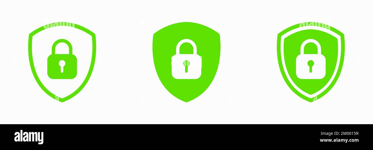 Set of Shield Lock Icon. Symbol padlock. Vector sign Illustration Stock ...