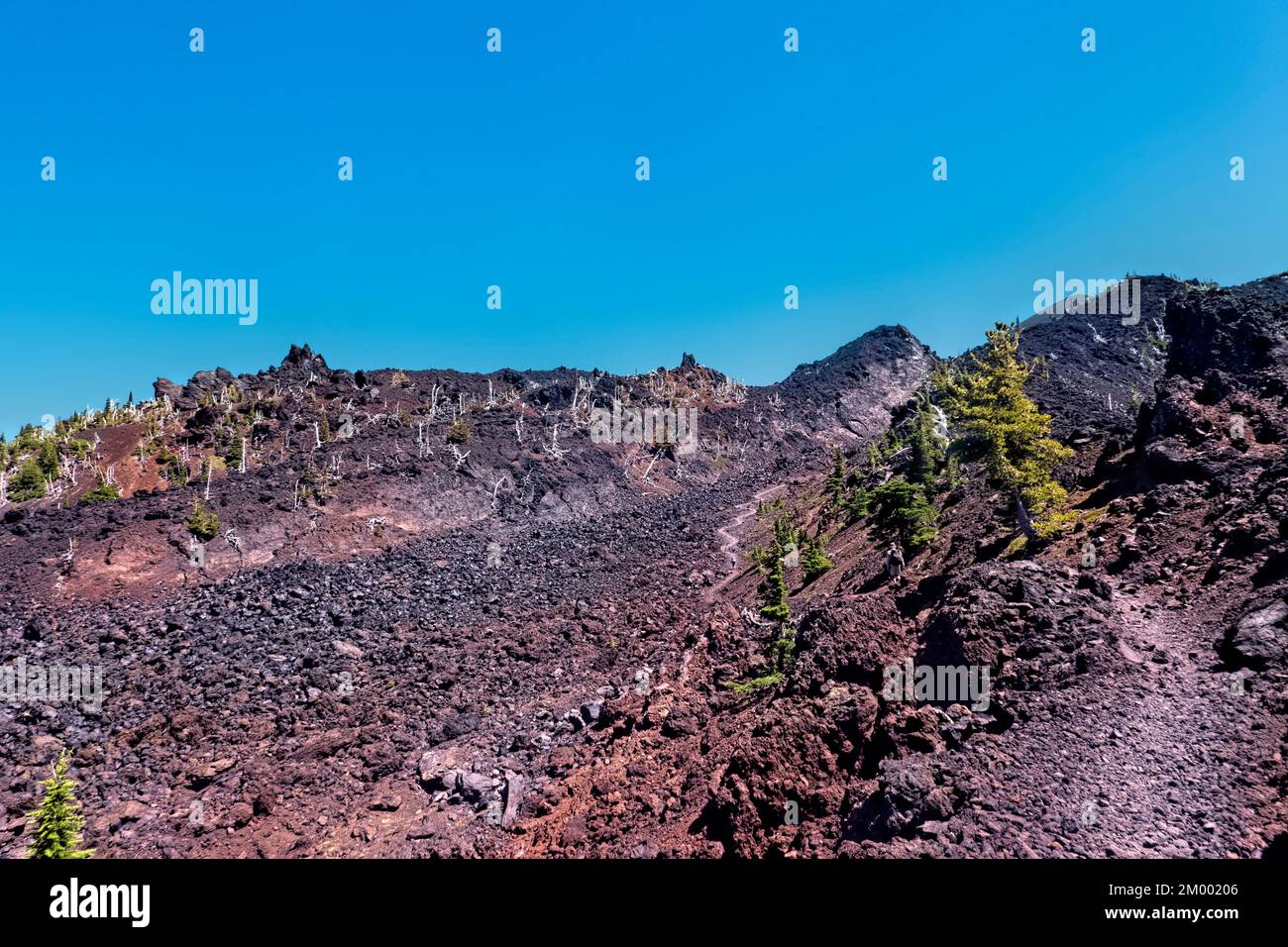 Hiking through lava fields, Sisters Wilderness, Pacific Crest Trail ...