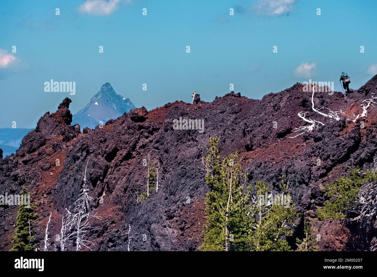 Hiking through lava fields, Sisters Wilderness, Pacific Crest Trail ...