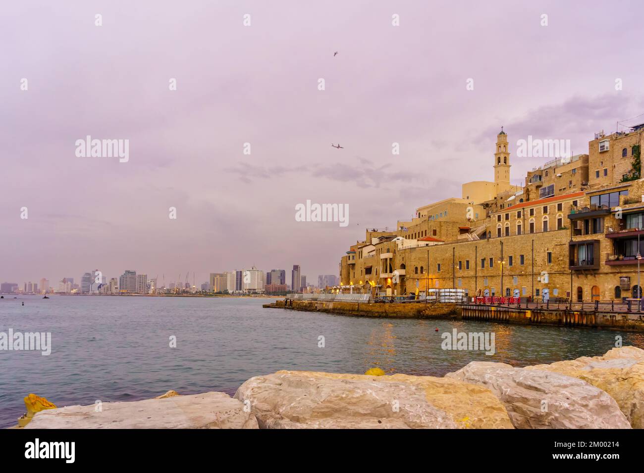 Tel-Aviv, Israel - November 29, 2022: Sunrise view of the old Jaffa ...