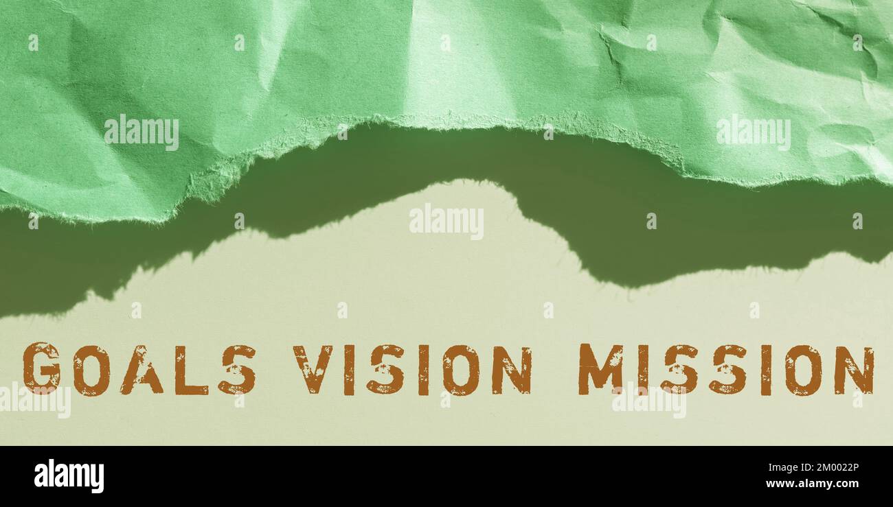 Sign displaying Goals Vision Mission. Internet Concept practical ...