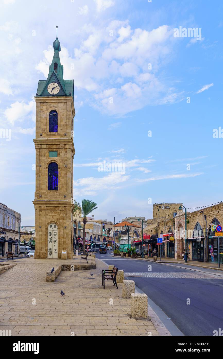 Tel-Aviv, Israel - November 29, 2022: View of the Clock Tower, in old ...