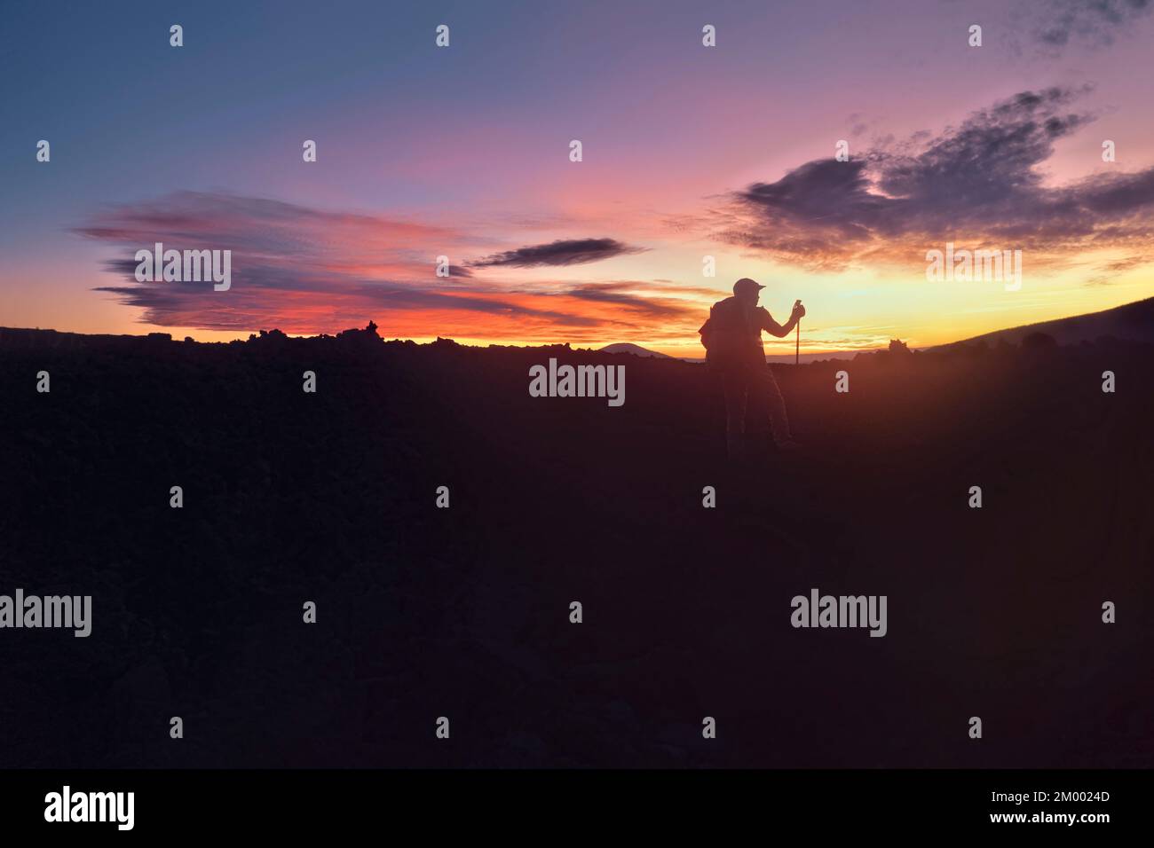 Hiking the lava fields at sunrise, Sisters Wilderness, Pacific Crest ...