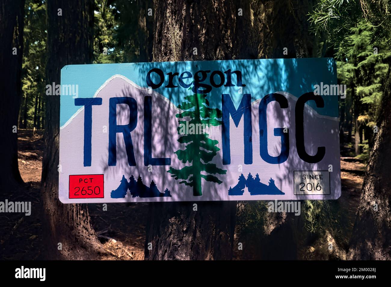 Trail magic signs on the Pacific Crest Trail, Oregon, USA Stock Photo ...