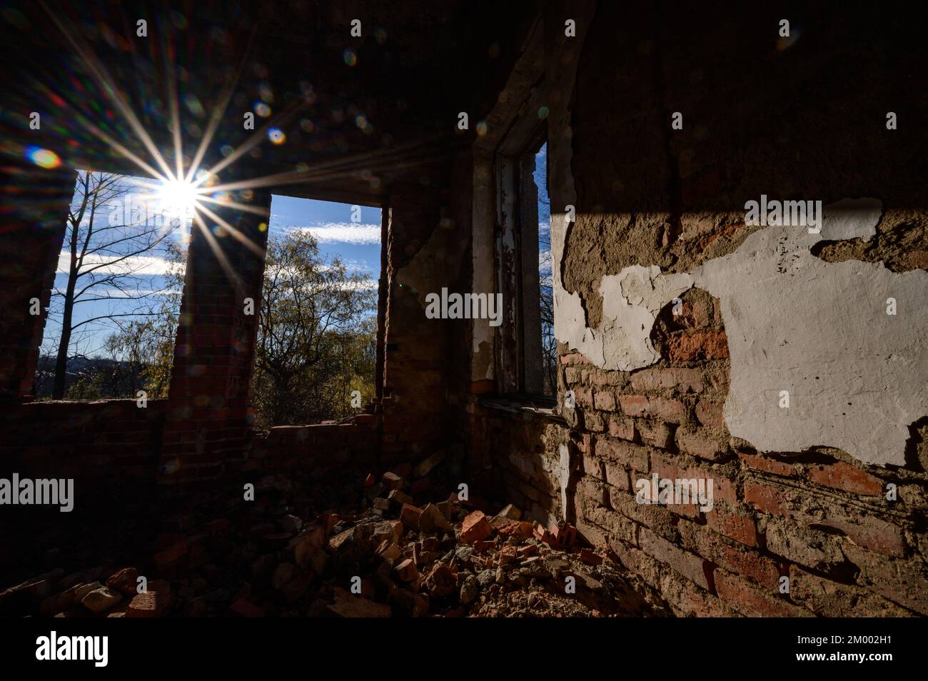 abandoned and destroyed offices and halls, a destroyed industrial ...