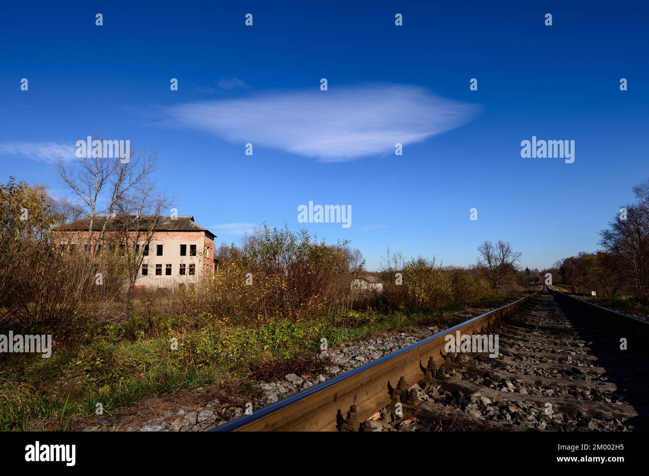 destroyed industrial building outside, three-story industrial building ...