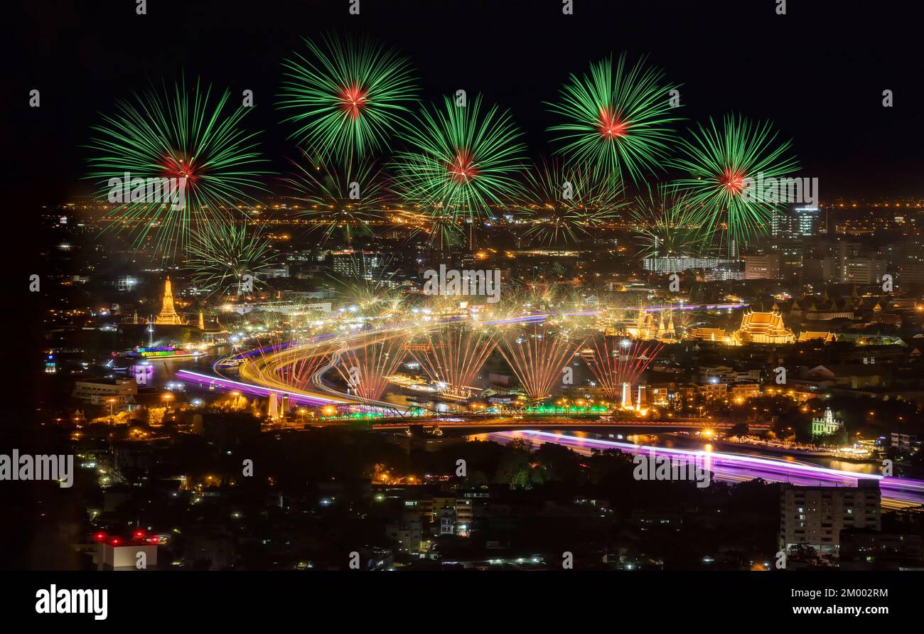 Top view of Chao Phraya River with The Grand Palace or The Emerald ...