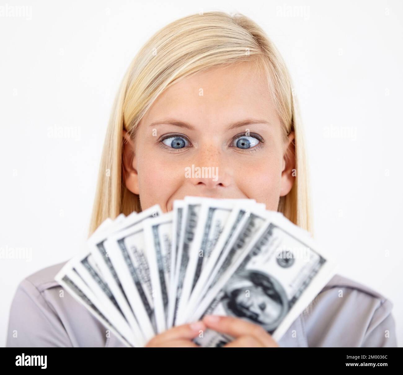 Woman flashing money hi-res stock photography and images - Alamy