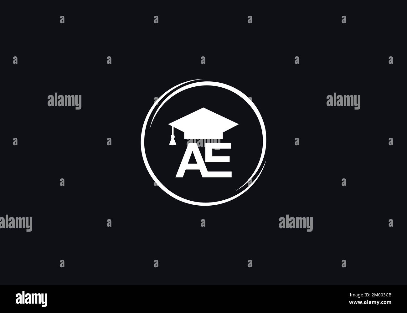 Educational cap monogram and graduation cap symbol hi-res stock ...