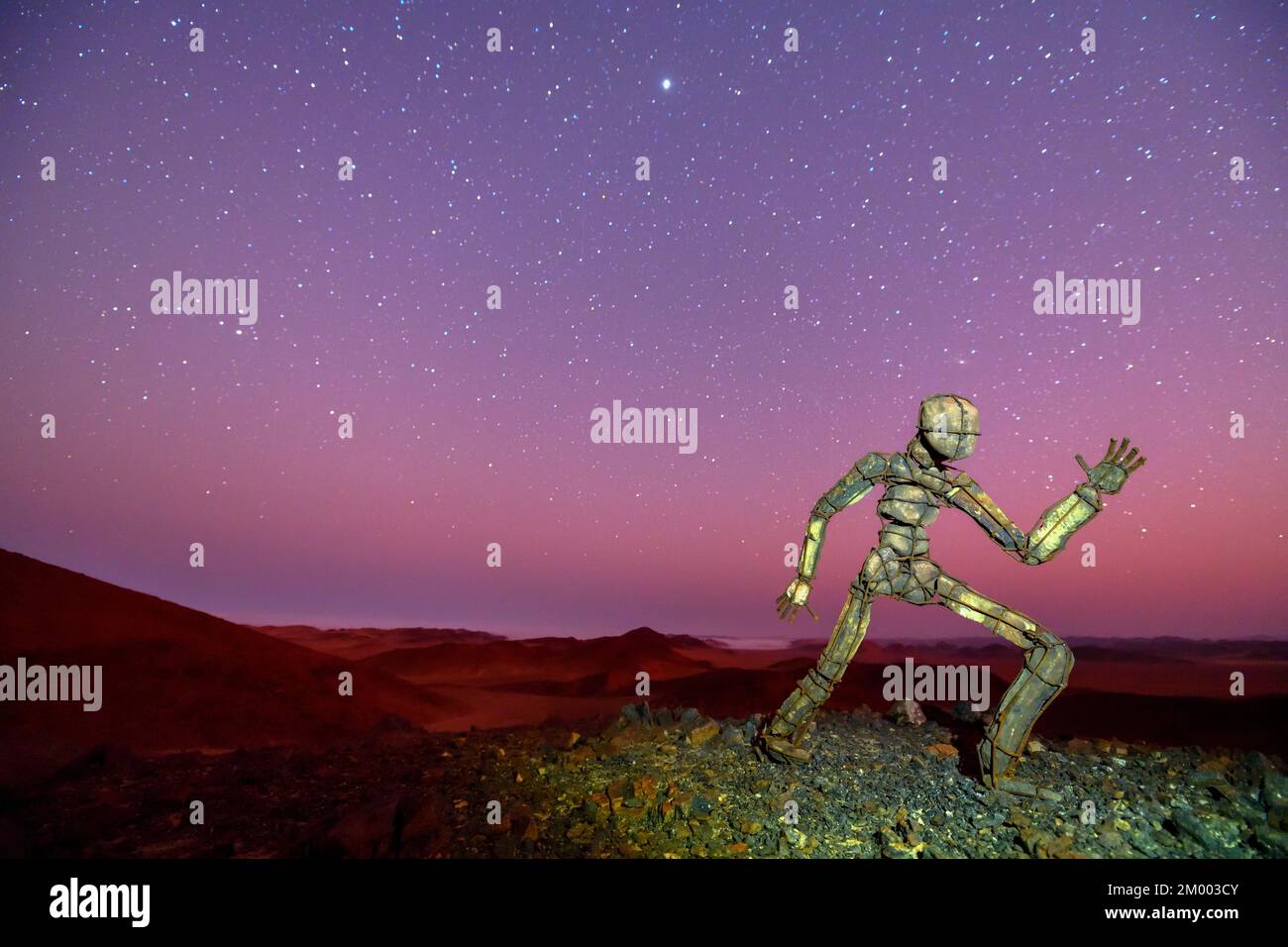 Stone man by the artist RENN at Skeleton Coast View Point in the Namib ...