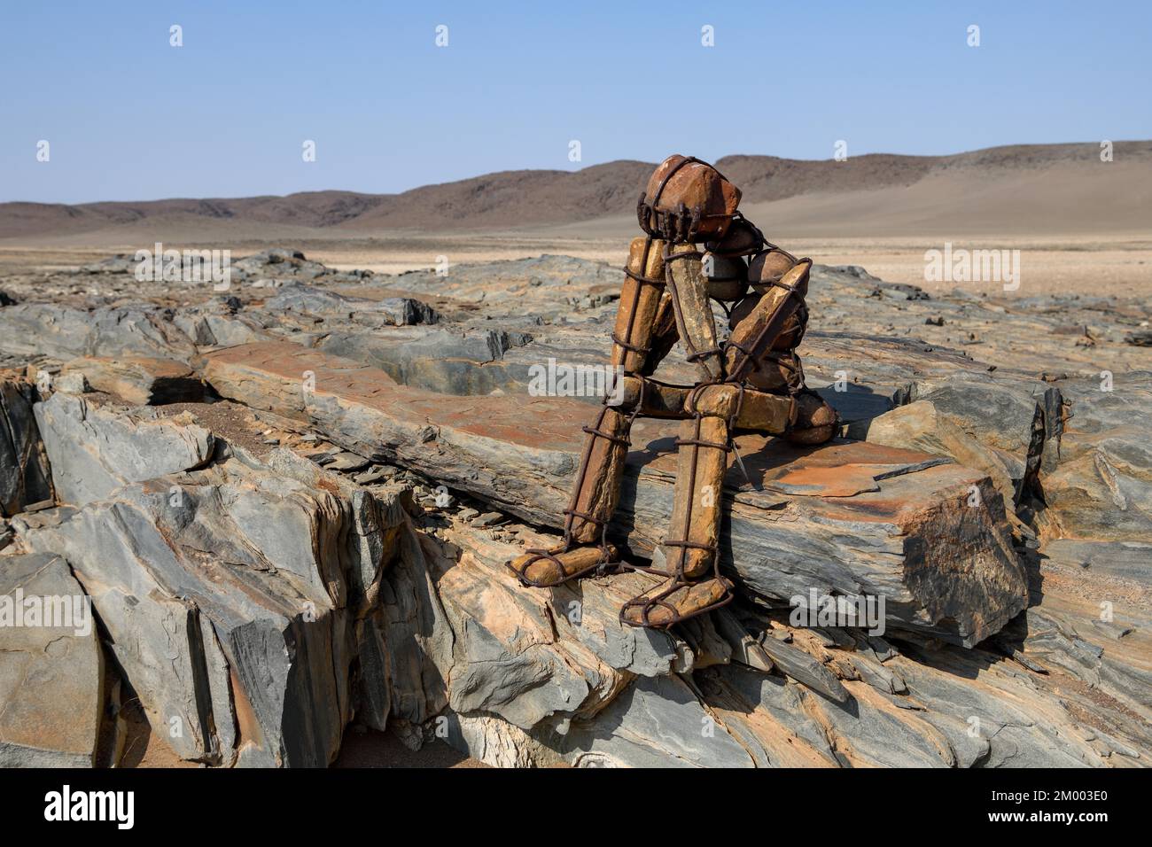 Reflecting cairn by artist RENN, Lone Men, near Orupembe, Kaokoland ...