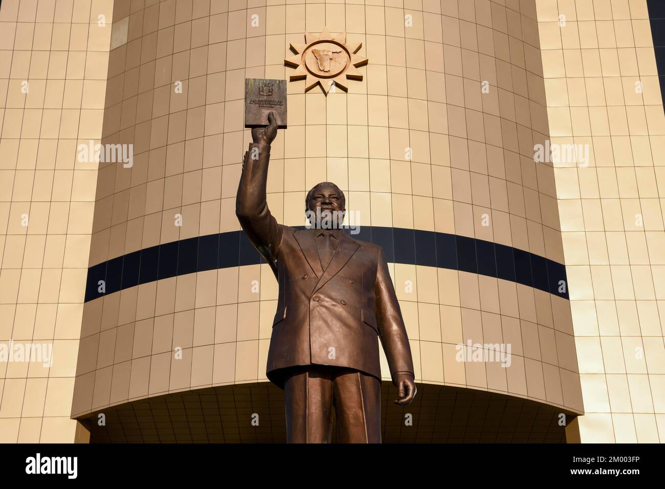 Statue of Sam Nujoma, first President of the Republic of Namibia, in ...