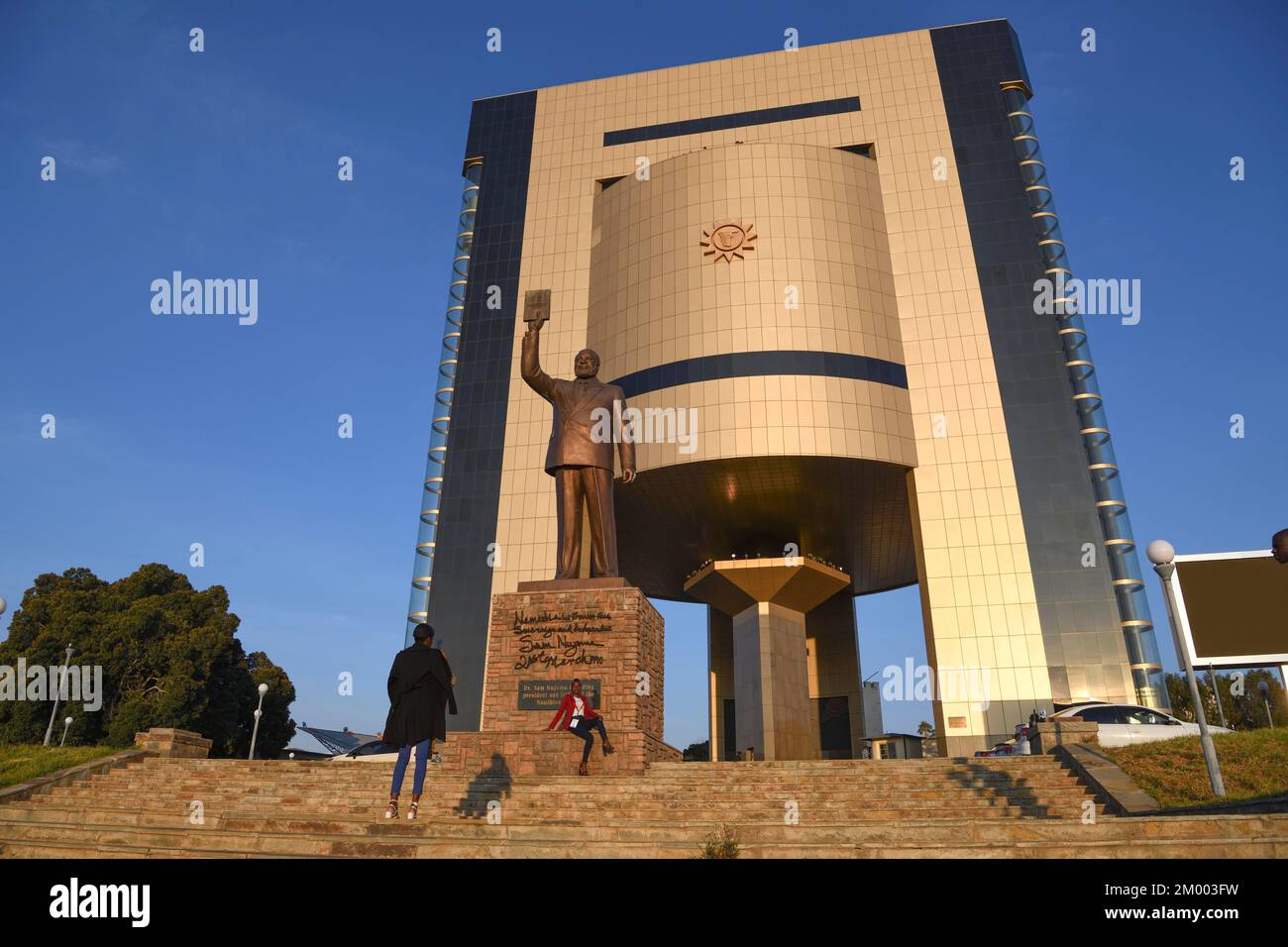 Statue of Sam Nujoma, first President of the Republic of Namibia, in ...