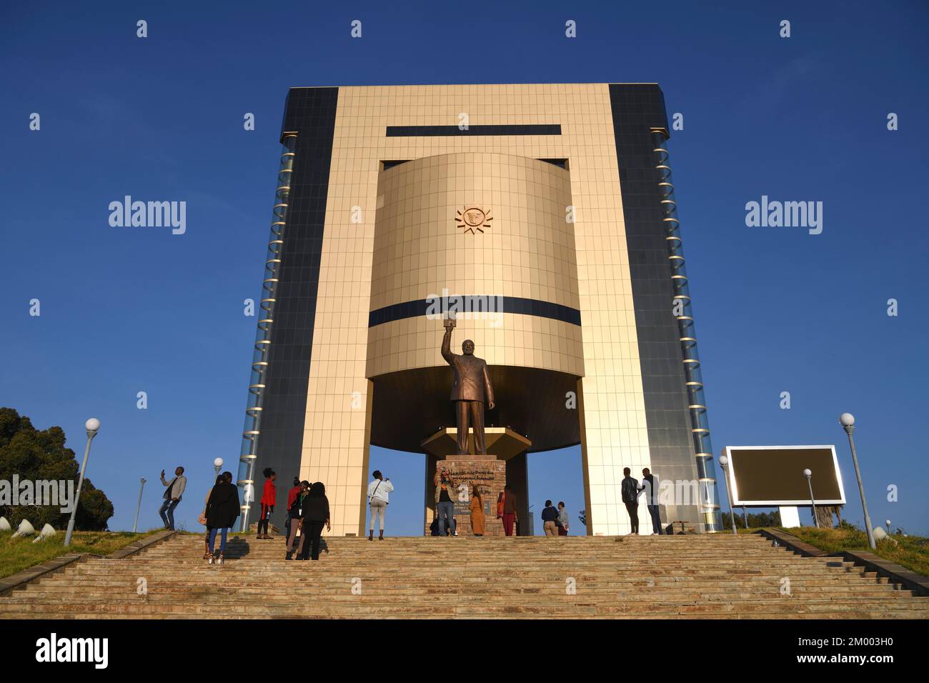 Statue of Sam Nujoma, first President of the Republic of Namibia, in ...