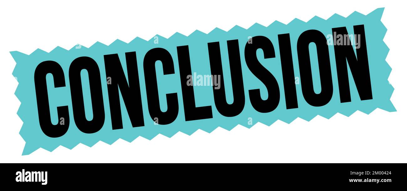 CONCLUSION text written on blue-black zig-zag stamp sign Stock Photo ...