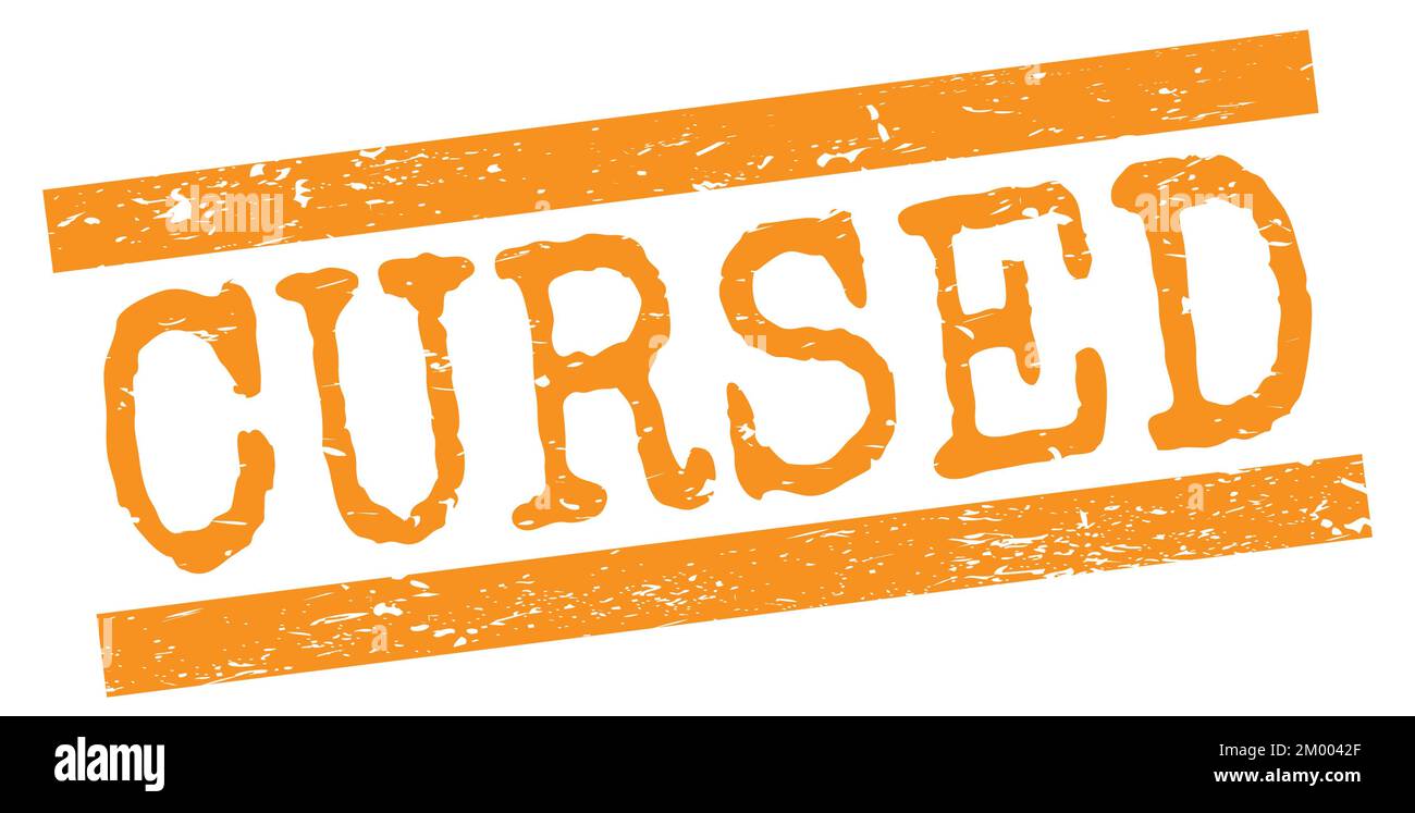 CURSED text written on orange grungy lines stamp sign Stock Photo - Alamy