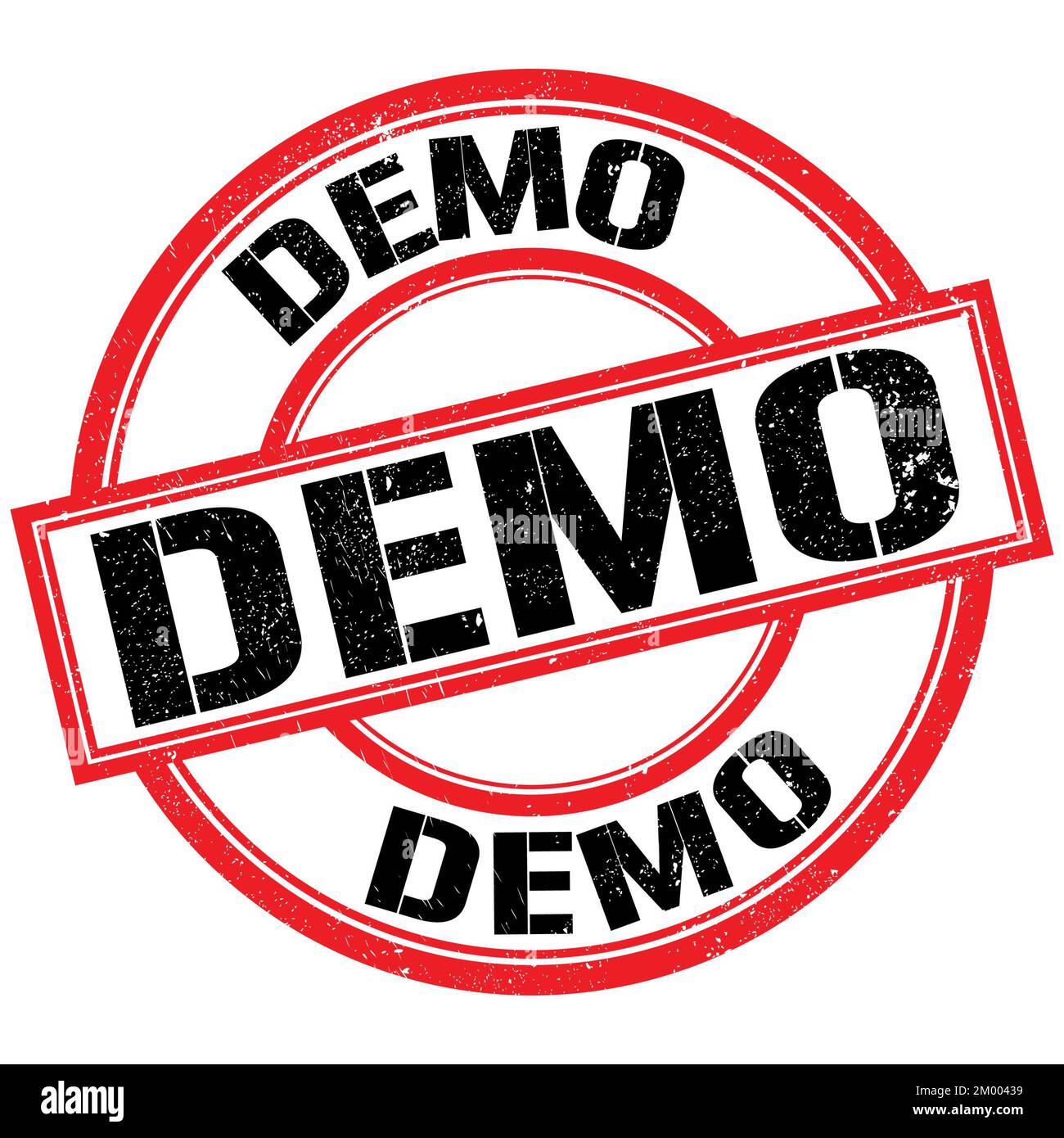 DEMO text written on red-black round stamp sign Stock Photo - Alamy