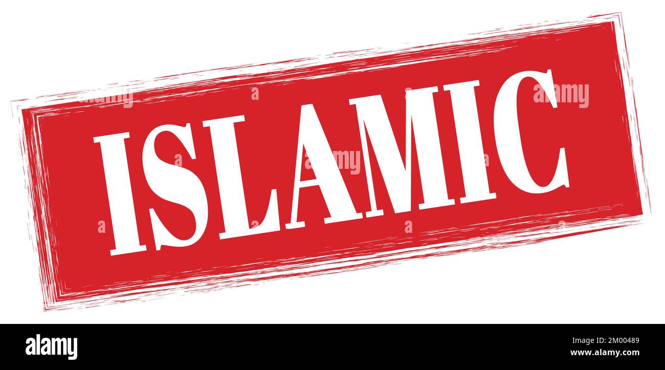 ISLAMIC text written on red rectangle stamp sign Stock Photo - Alamy