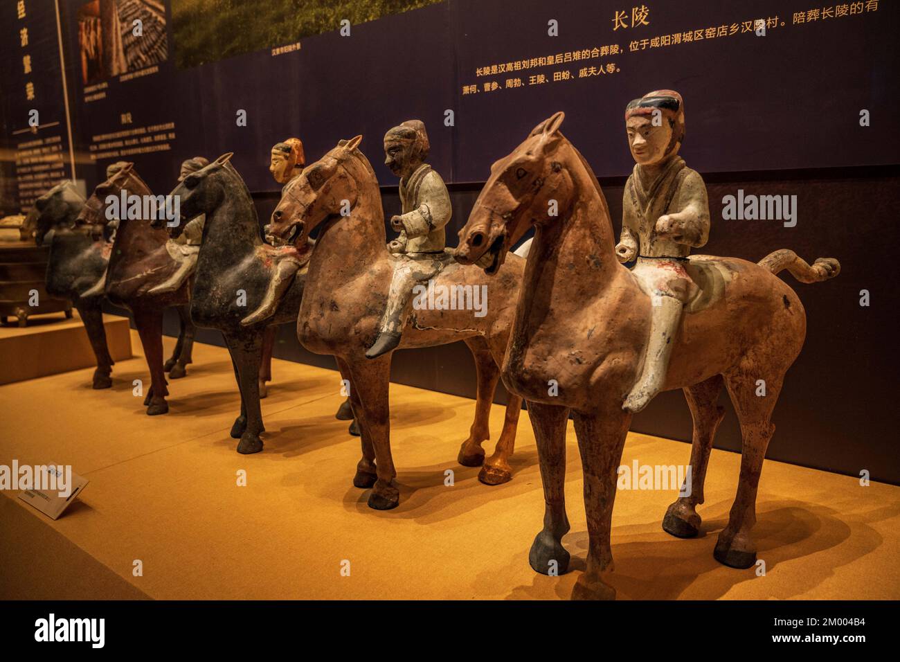 NANNING, CHINA - DECEMBER 1, 2022 - A painted equestrian terracotta ...