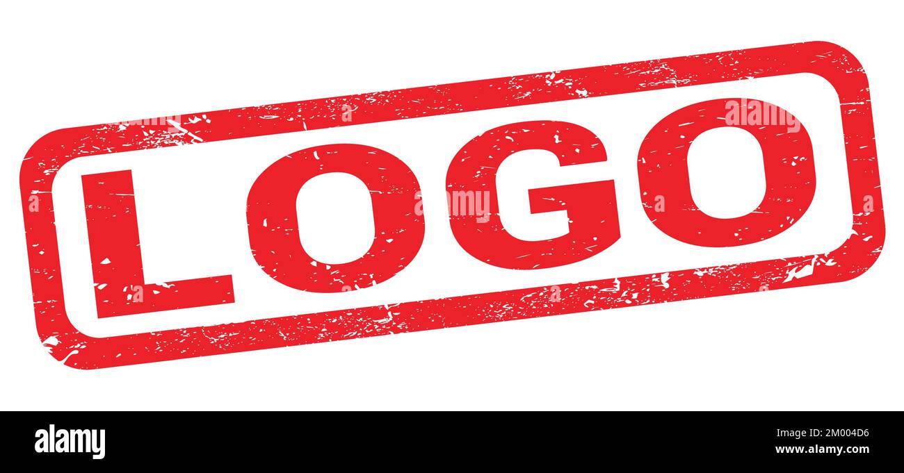 LOGO text written on red rectangle stamp sign Stock Photo - Alamy