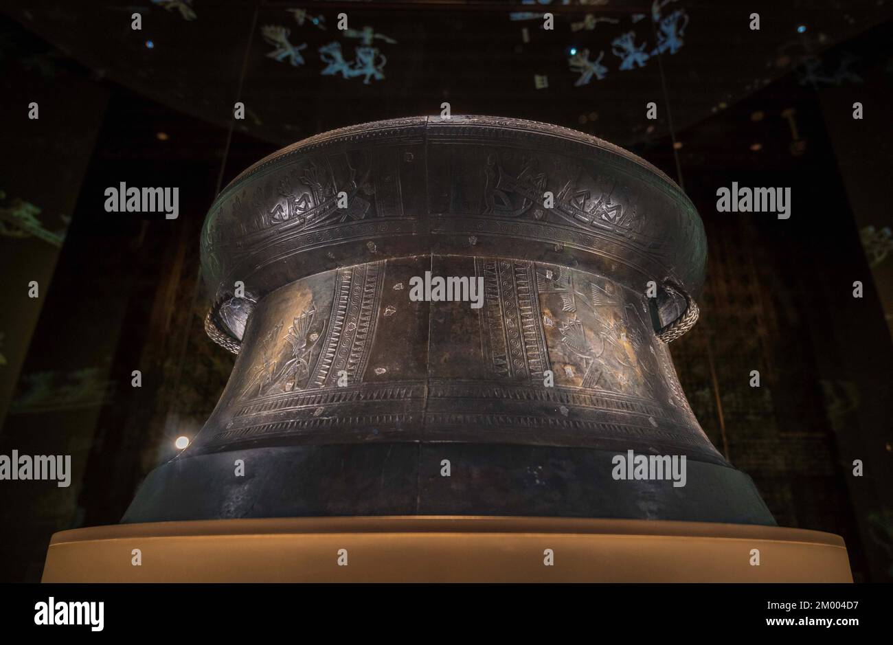 NANNING, CHINA - DECEMBER 1, 2022 - A bronze drum with Xianglu pattern ...