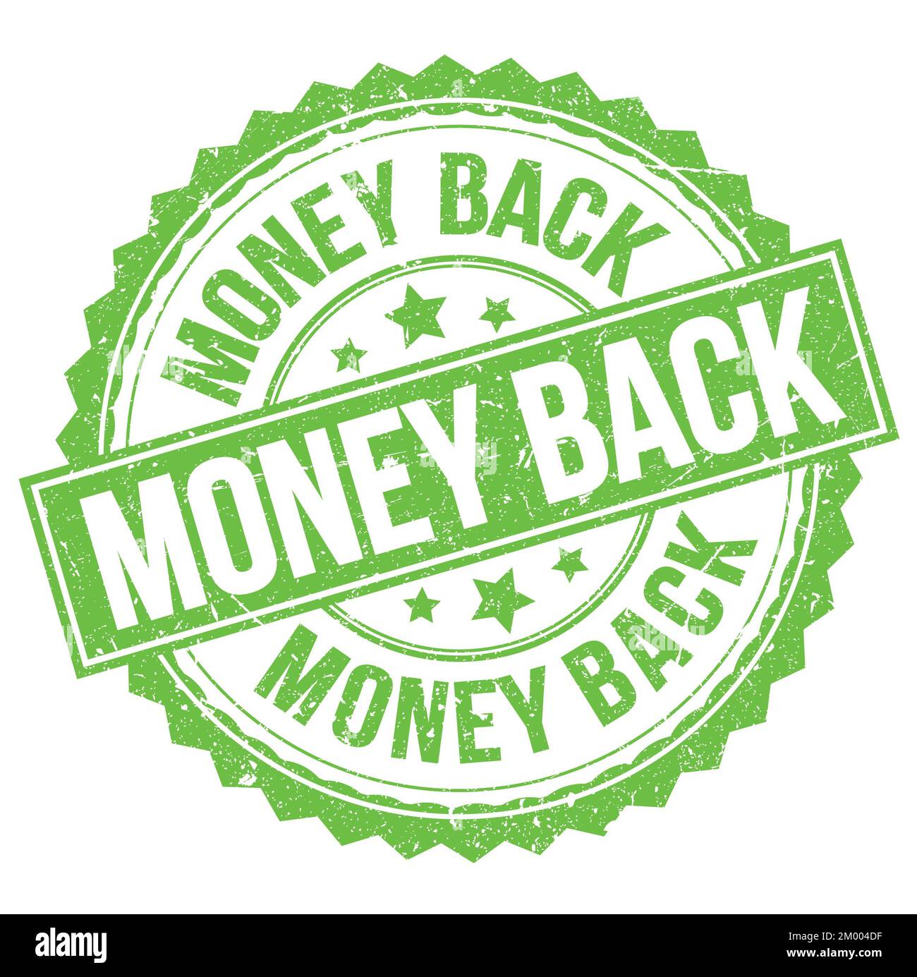 MONEY BACK text written on green round stamp sign Stock Photo - Alamy