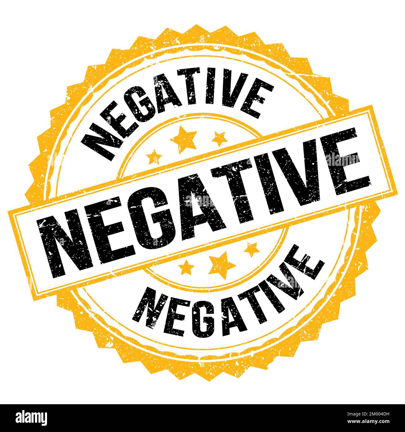 NEGATIVE text written on yellow-black round stamp sign Stock Photo - Alamy