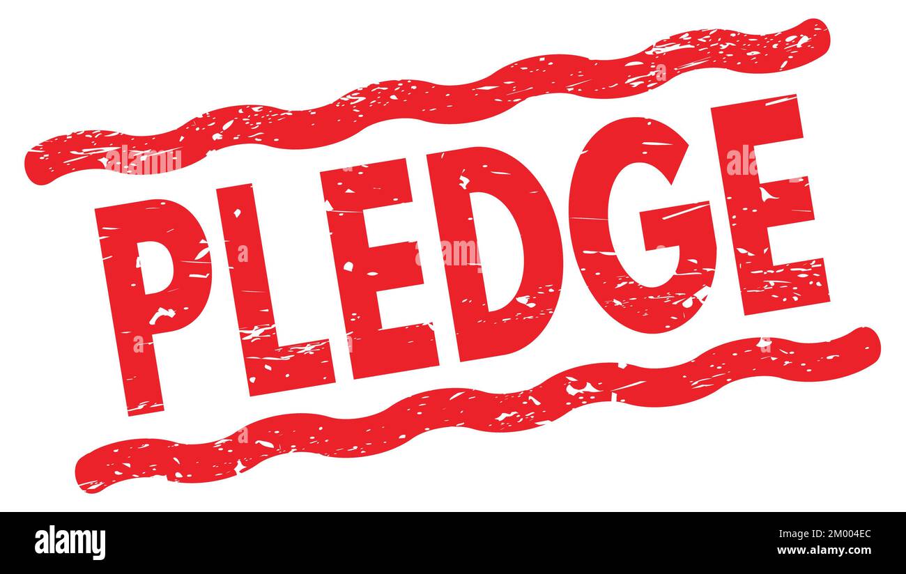 PLEDGE text written on red lines stamp sign Stock Photo - Alamy
