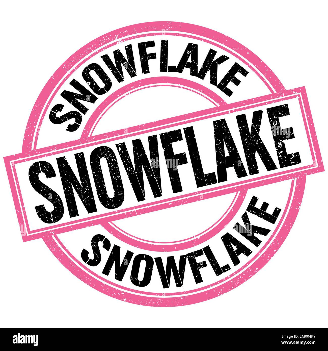 SNOWFLAKE text written on pink-black round stamp sign Stock Photo - Alamy