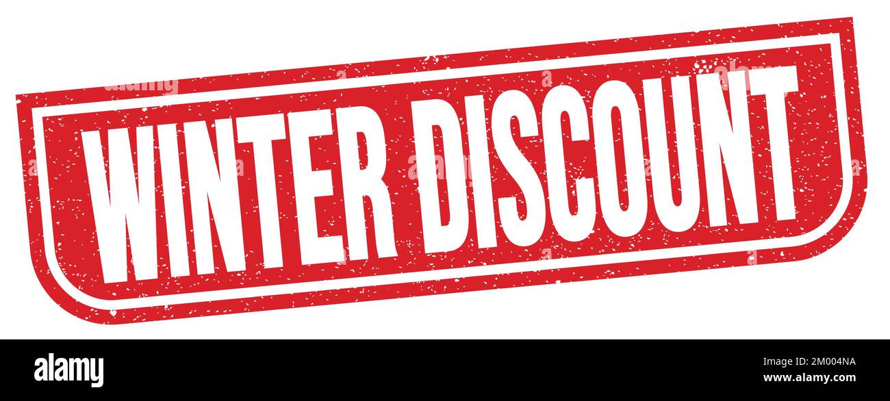 WINTER DISCOUNT text written on red grungy stamp sign Stock Photo - Alamy