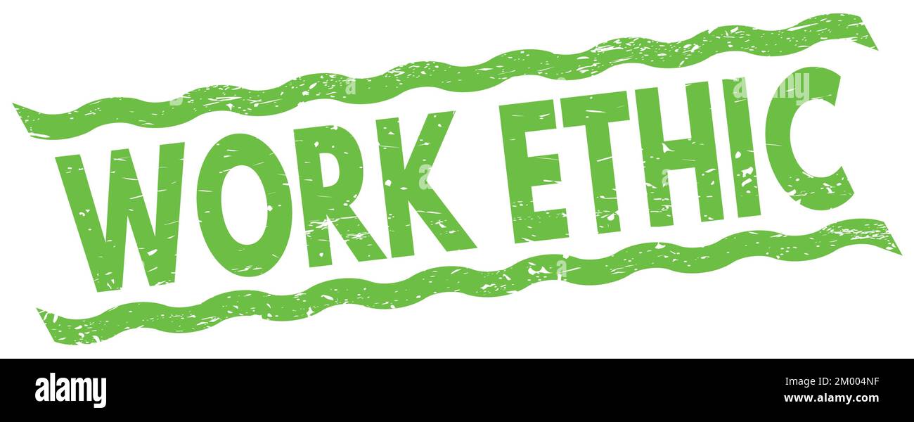 WORK ETHIC text written on green lines stamp sign Stock Photo - Alamy