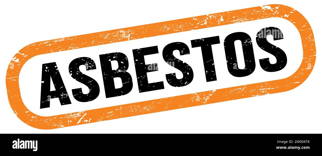 ASBESTOS, text on orange-black rectangle stamp sign Stock Photo - Alamy