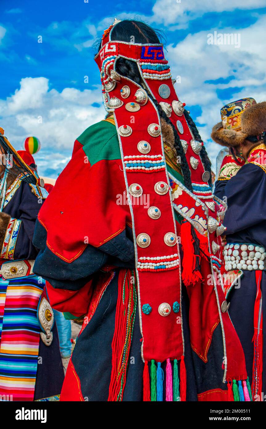 Traditional dressed woman on the festival of the tribes in Gerze ...