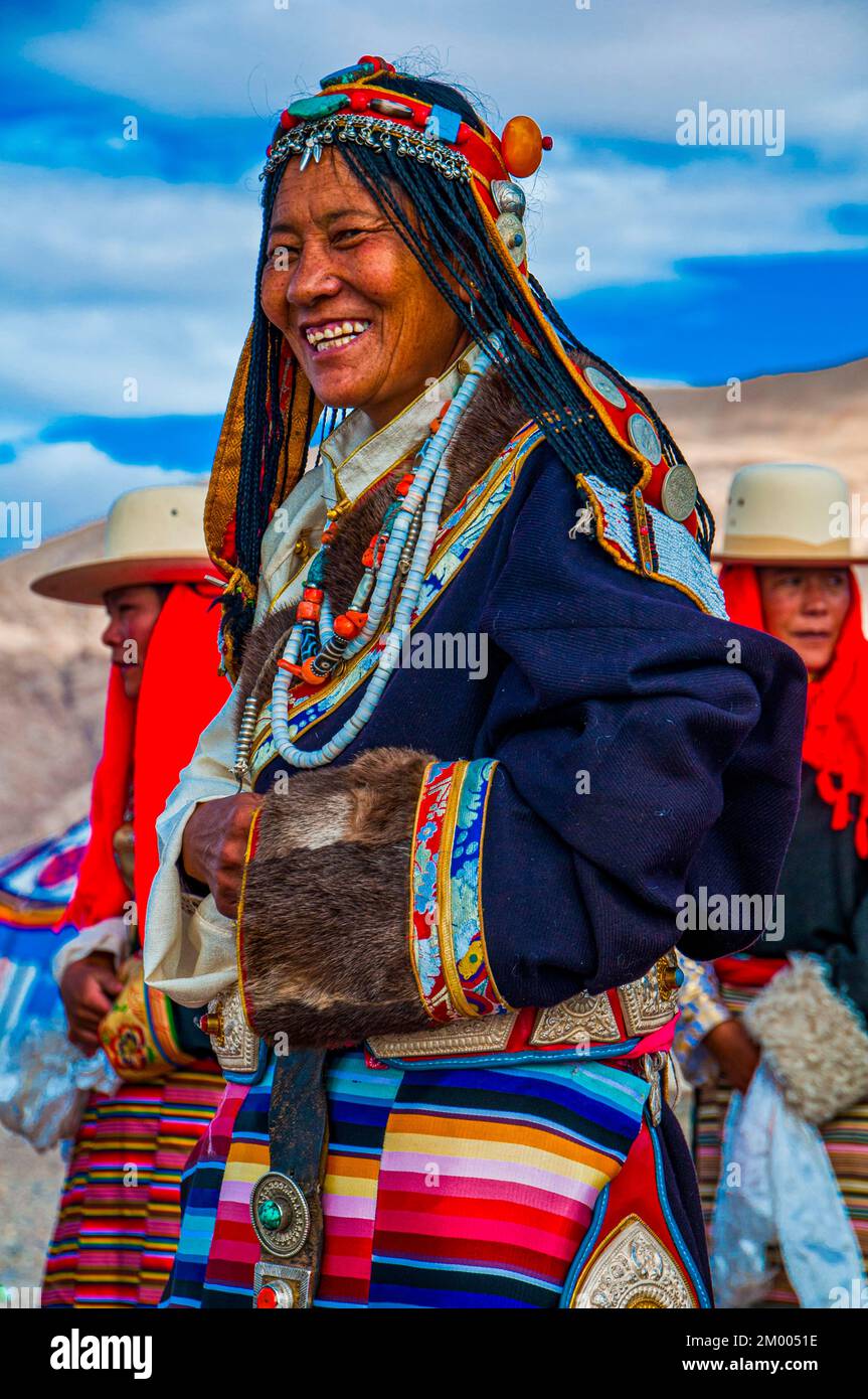 Traditional dressed woman on the festival of the tribes in Gerze ...