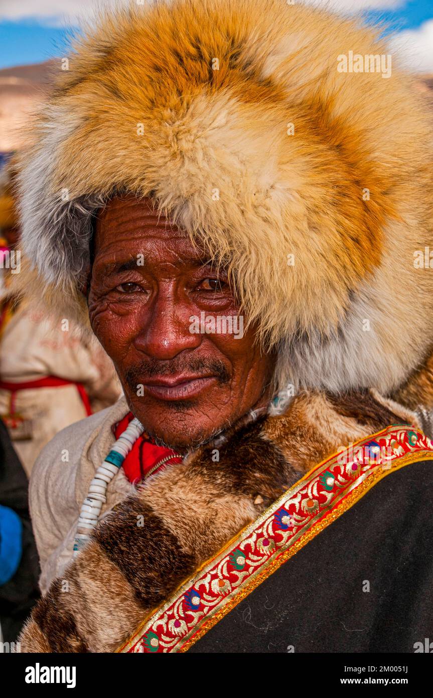 Traditional dressed man on the festival of the tribes in Gerze, Western ...