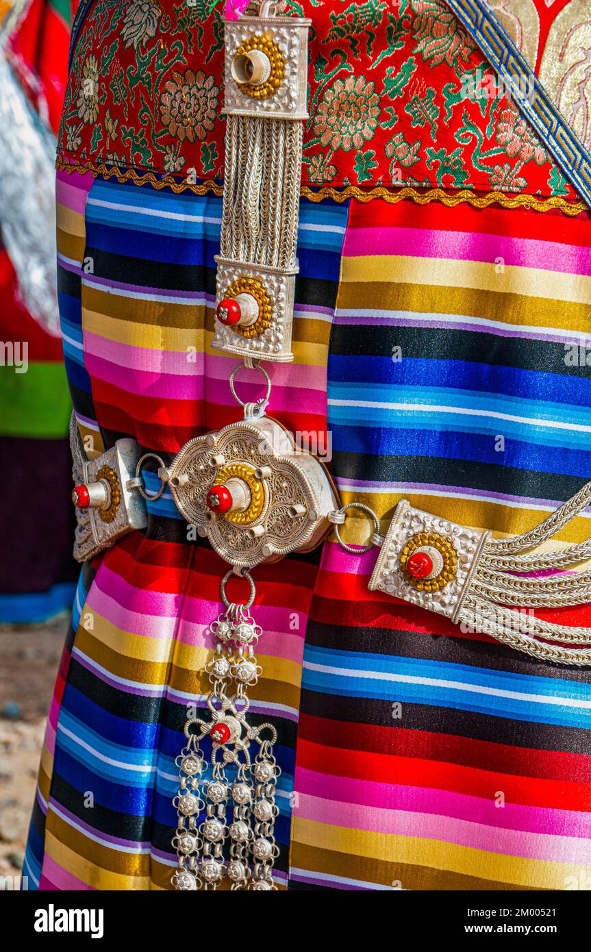 Close up of Traditional clothes on the festival of the tribes in Gerze ...